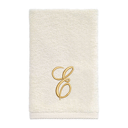 Avanti Monogram Initial Script Ivory & Gold Bath Towel  27 x 52 - E