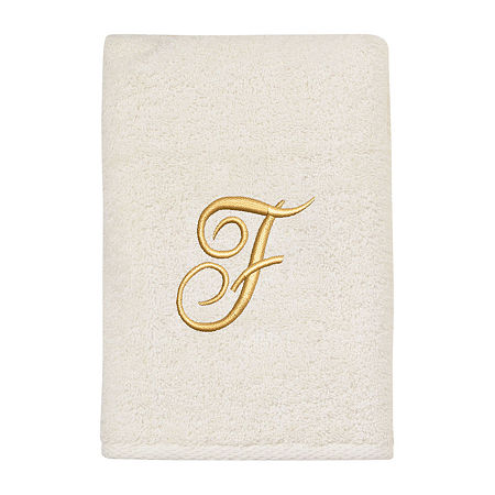 Avanti Monogram Initial Script Ivory & Gold Hand Towel  16 x 30 - F