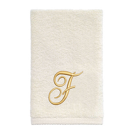 Avanti Monogram Initial Script Ivory & Gold Bath Towel  27 x 52 - F