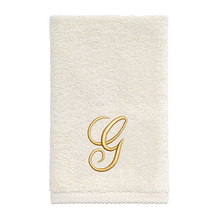 Avanti Monogram Initial Script Ivory & Gold Fingertip Towel  11 x 18 - G