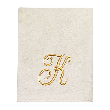 Avanti Monogram Initial Script Ivory Gold Bath Towels