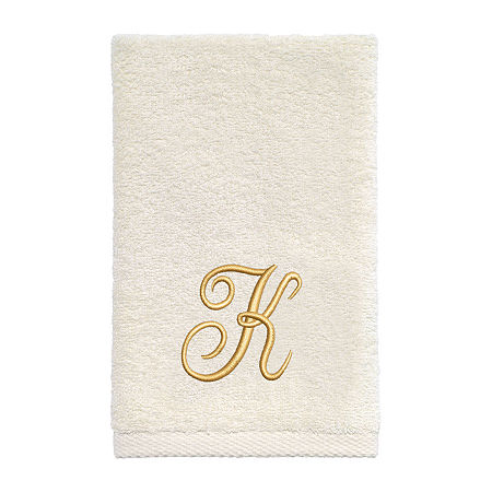 Avanti Monogram Initial Script Ivory & Gold Fingertip Towel  11 x 18 - K