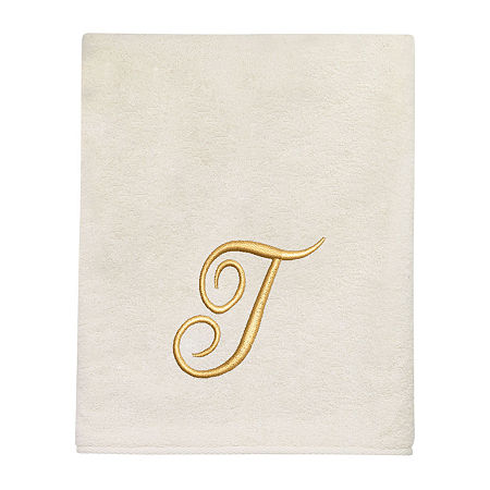 Avanti Monogram Initial Script Ivory Gold Bath Towels