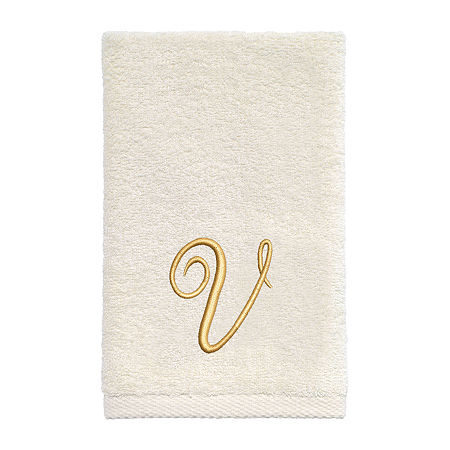 Avanti Monogram Initial Script Ivory & Gold Bath Towel  27 x 52 - V