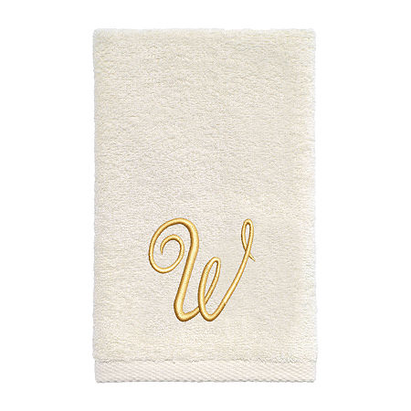 Avanti Monogram Initial Script Ivory & Gold Fingertip Towel  11 x 18 - W