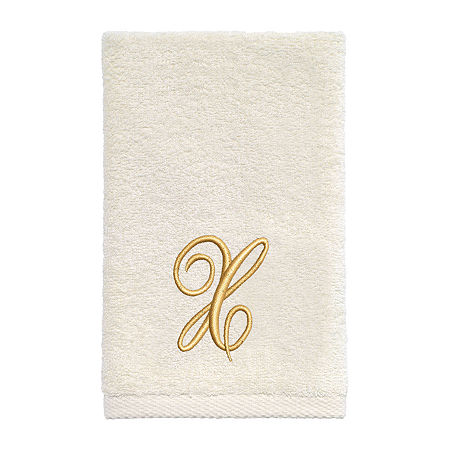 Avanti Monogram Initial Script Ivory & Gold Hand Towel  16 x 30 - X