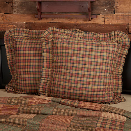 Click here for VHC Brands Cinnamon Plaid Reversible Euro Sham  On... prices