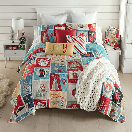 Donna Sharp Retro Christmas 3 Piece Reversible Quilt Set  King - Multi