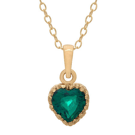 Click here for Lab-Created Emerald 14K Gold Over Silver Pendant N... prices