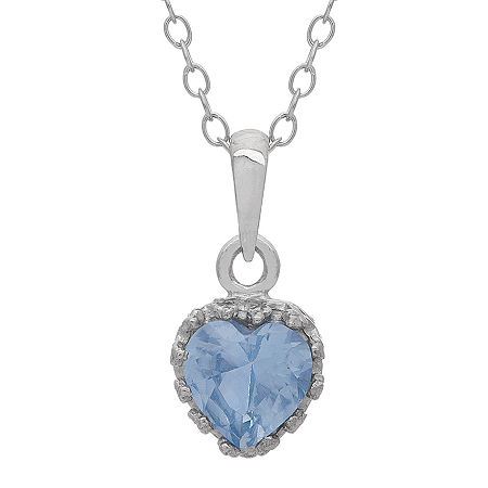 Click here for Lab-Created Aquamarine Sterling Silver Pendant Nec... prices