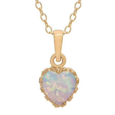 Click here for Simulated Opal 14K Gold Over Silver Pendant Neckla... prices