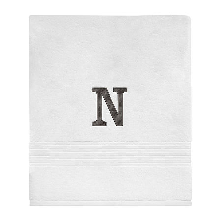 Avanti Block Monogram Initial Cotton Bath Towel  27 x 50 - White N