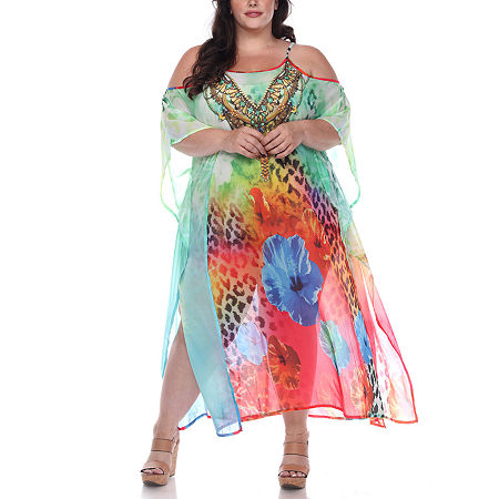 Click here for Plus Size Sheer Maxi Caftan - Red prices