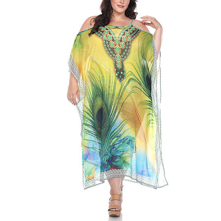 Click here for Plus Size White Mark Peacock Caftan Maxi Dress prices