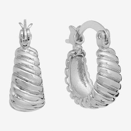 Click here for Silver Reflections Huggie Ribbed Womens 13mm Hoop... prices