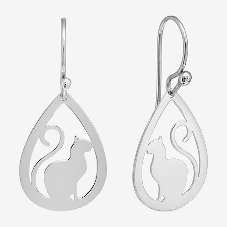 Click here for Athra Sterling Silver Laser Cut Cat Teardrop Drop... prices