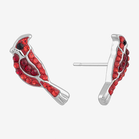 Athra Sterling Silver Crystal Cardinal Stud Earrings