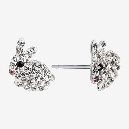 Athra Sterling Silver Crystal Bunny Stud Earrings