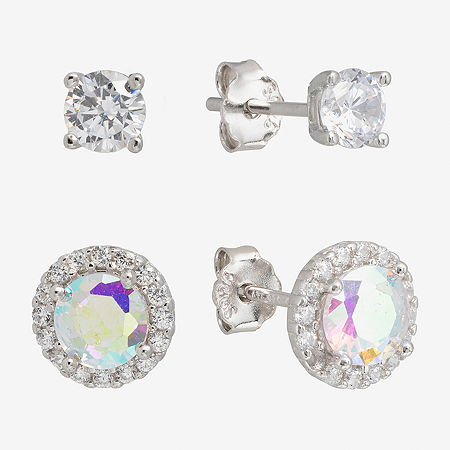 Click here for Silver Treasures Stud Womens Cubic Zirconia Sterli... prices