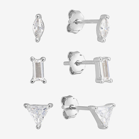 Click here for Silver Treasures Stud Womens Cubic Zirconia Sterli... prices