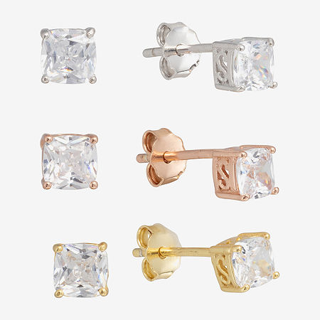 Click here for Silver Treasures Stud Womens Cubic Zirconia Sterli... prices
