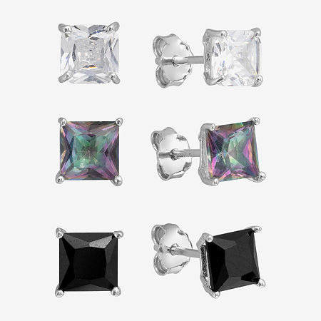 Click here for Silver Treasures Stud Womens Cubic Zirconia Sterli... prices