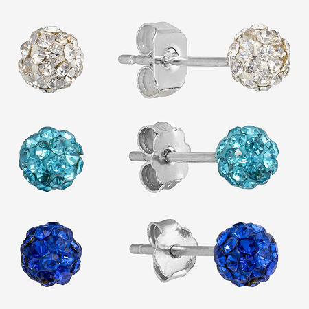 Click here for Silver Treasures Stud Womens Multi Color Crystal S... prices