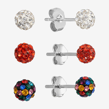 Click here for Silver Treasures Stud Womens Multi Color Crystal S... prices