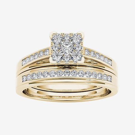 Click here for 1/2 CT.T.W. Natural Diamond Square 10K Yellow Gold... prices