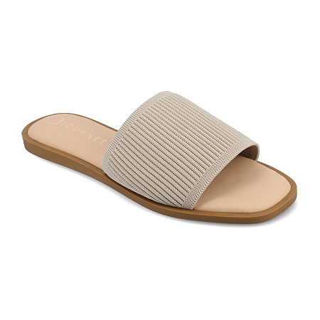 Journee Collection Womens Prisilla Single Band Slide Flat Sandals - Taupe