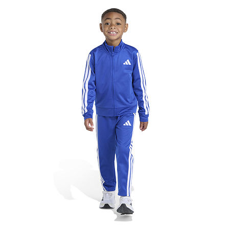 Adidas Toddler and Little Boys 2T-7 Two Piece Long Sleeve  Three Stripes Jacket and Jogger Pant Set - Team Royal Blue
