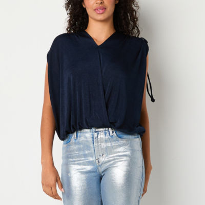 52seven Womens V Neck Sleeveless Blouse, Color: Navy - JCPenney