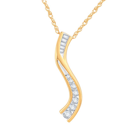 Click here for 1/4 CT.T.W. 14K/Silver Diamond Journey Pendant Nec... prices