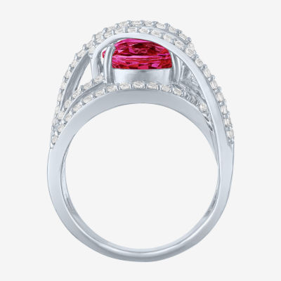 Womens Lab Created Red Ruby Sterling Silver Cocktail Ring - JCPenney