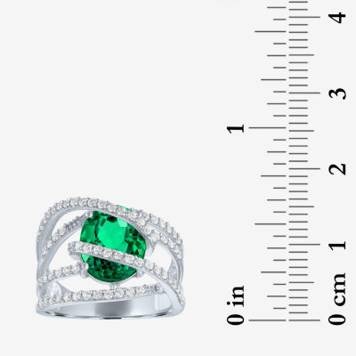 Lab-Created Emerald & Lab-Created White Sapphire Sterling Silver ...
