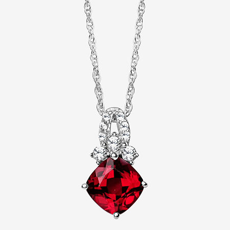 Click here for Womens Lab Created Ruby Sterling Silver Pendant Ne... prices