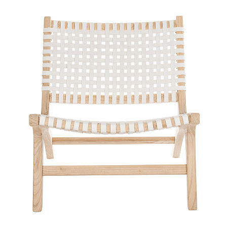 Click here for Luna Leather Woven Accent Chair - White / natural prices