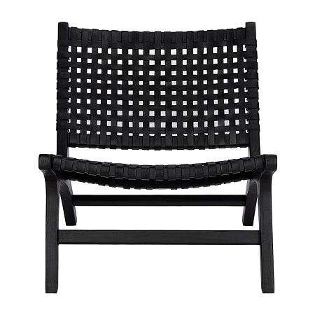 Click here for Luna Leather Woven Accent Chair - Black / black prices