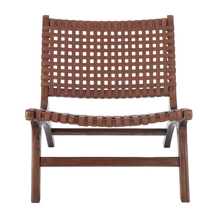 Click here for Luna Leather Woven Accent Chair - Cognac / brown prices