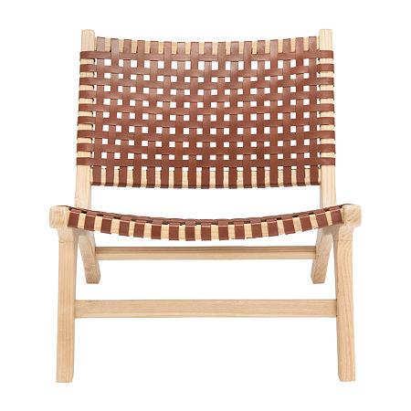 Click here for Luna Leather Woven Accent Chair - Cognac / natural prices