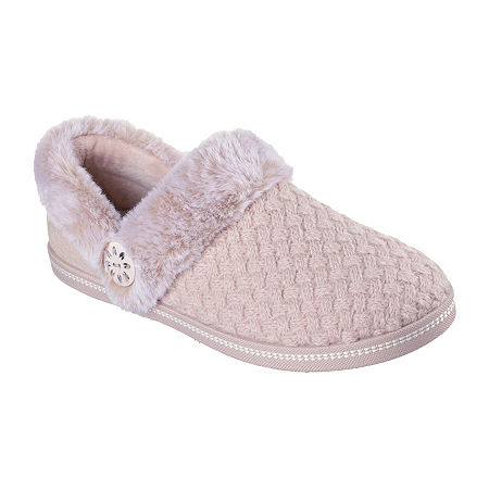 Skechers Cozy Campfire Womens Memory Foam Faux Fur Trim Slip-On Slippers  10 Medium  Pink