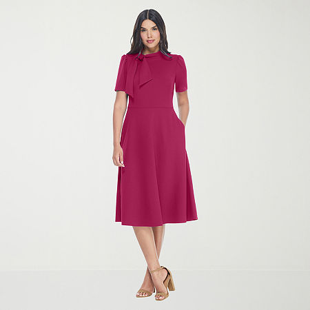 Click here for Ivy & Blue Womens Short Sleeve Midi Fit + Flare Dr... prices