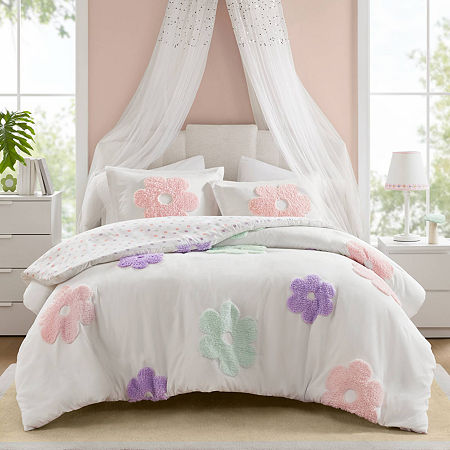 Intelligent Design Gracie Floral Reversible 2-Pc. Duvet Cover Set  Twin - White  Purple