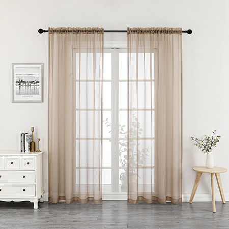 Click here for Crystal Sheer Rod Pocket Sheer Set of 2 Curtain Pa... prices