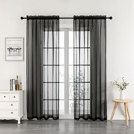 Click here for Crystal Sheer Rod Pocket Sheer Set of 2 Curtain Pa... prices