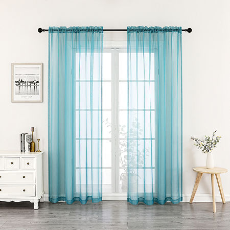Click here for Crystal Sheer Rod Pocket Sheer Set of 2 Curtain Pa... prices