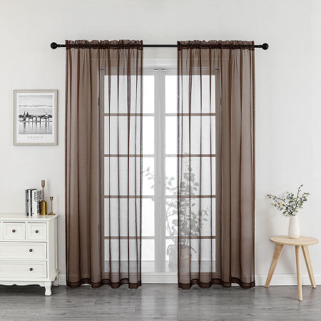 Click here for Crystal Sheer Rod Pocket Sheer Set of 2 Curtain Pa... prices