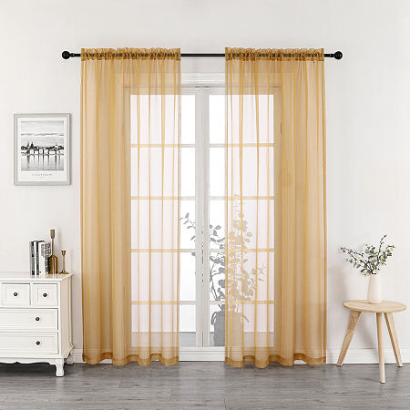 Click here for Crystal Sheer Rod Pocket Sheer Set of 2 Curtain Pa... prices