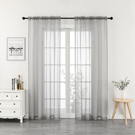 Click here for Crystal Sheer Rod Pocket Sheer Set of 2 Curtain Pa... prices