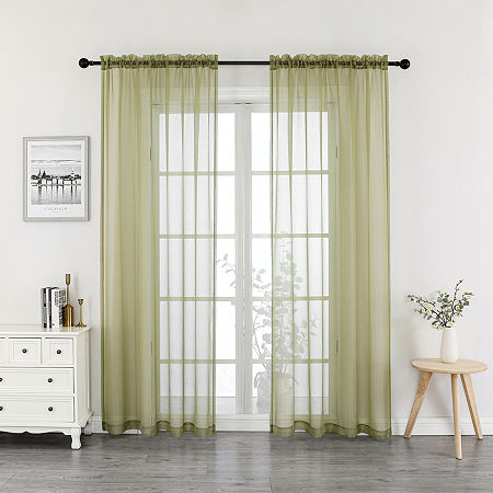 Click here for Crystal Sheer Rod Pocket Sheer Set of 2 Curtain Pa... prices